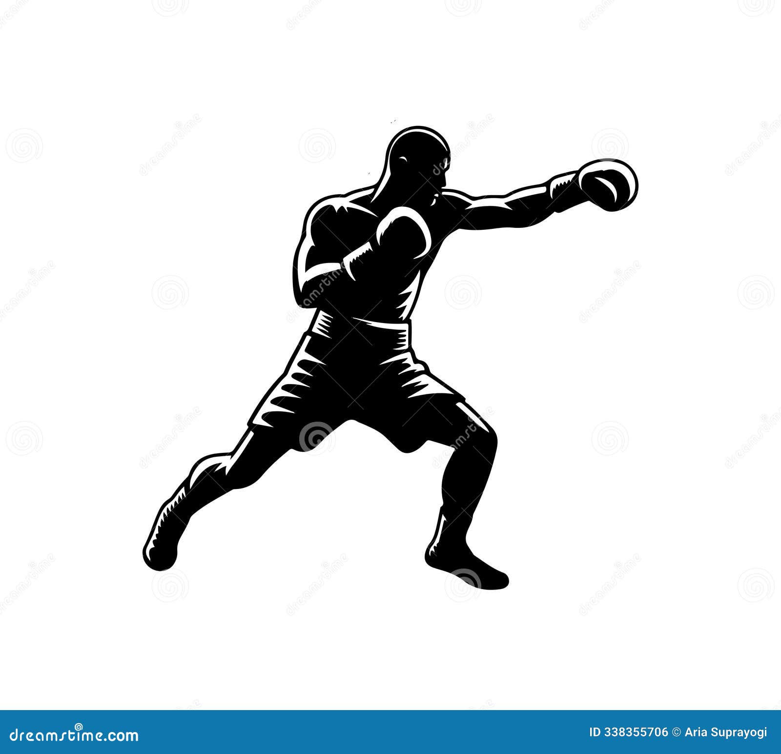 Boxer silhoutte jab punch stock vector. Illustration of punch - 338355706