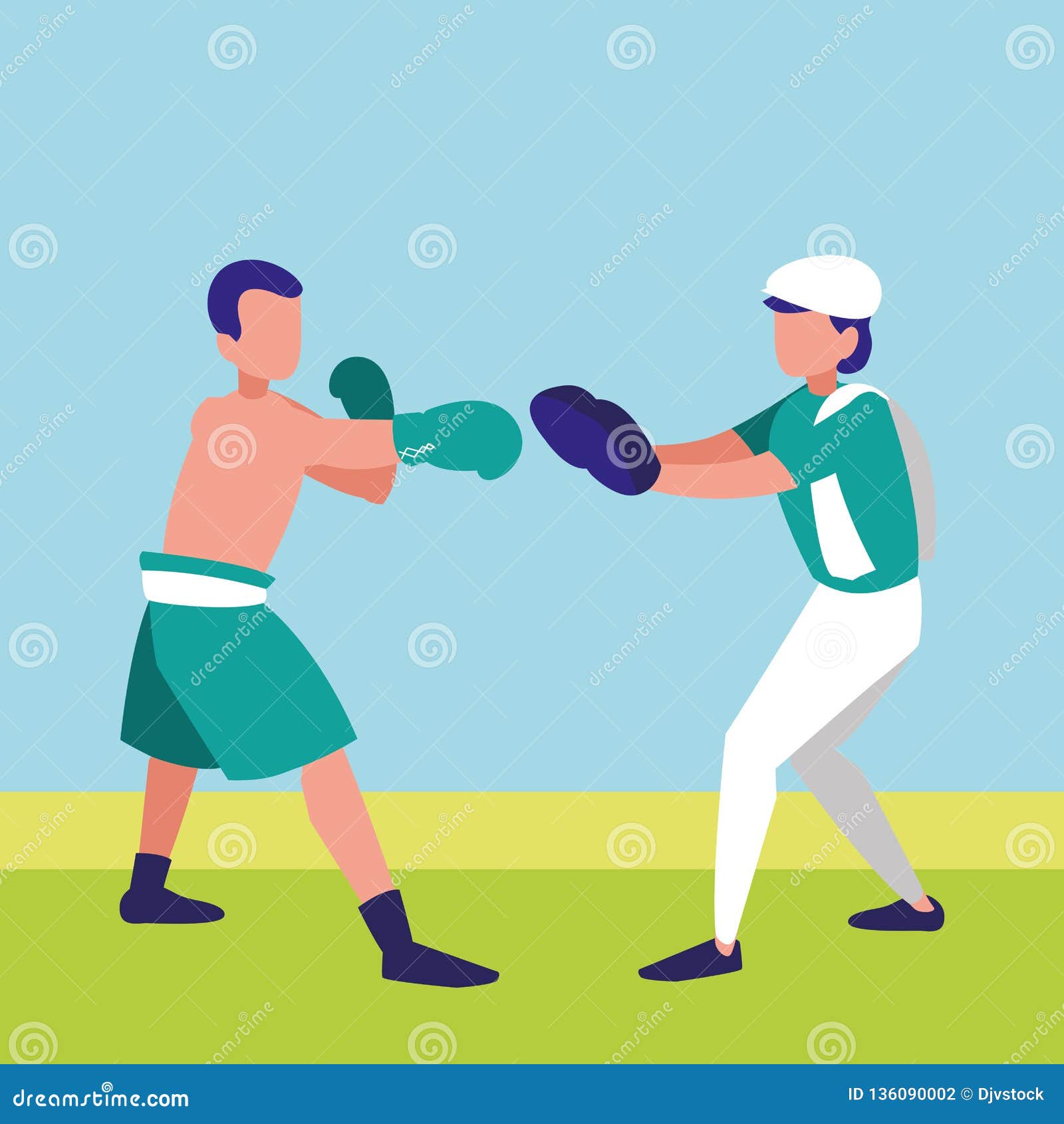 Boxer and Sparring Training Avatars Characters Stock Vector ...