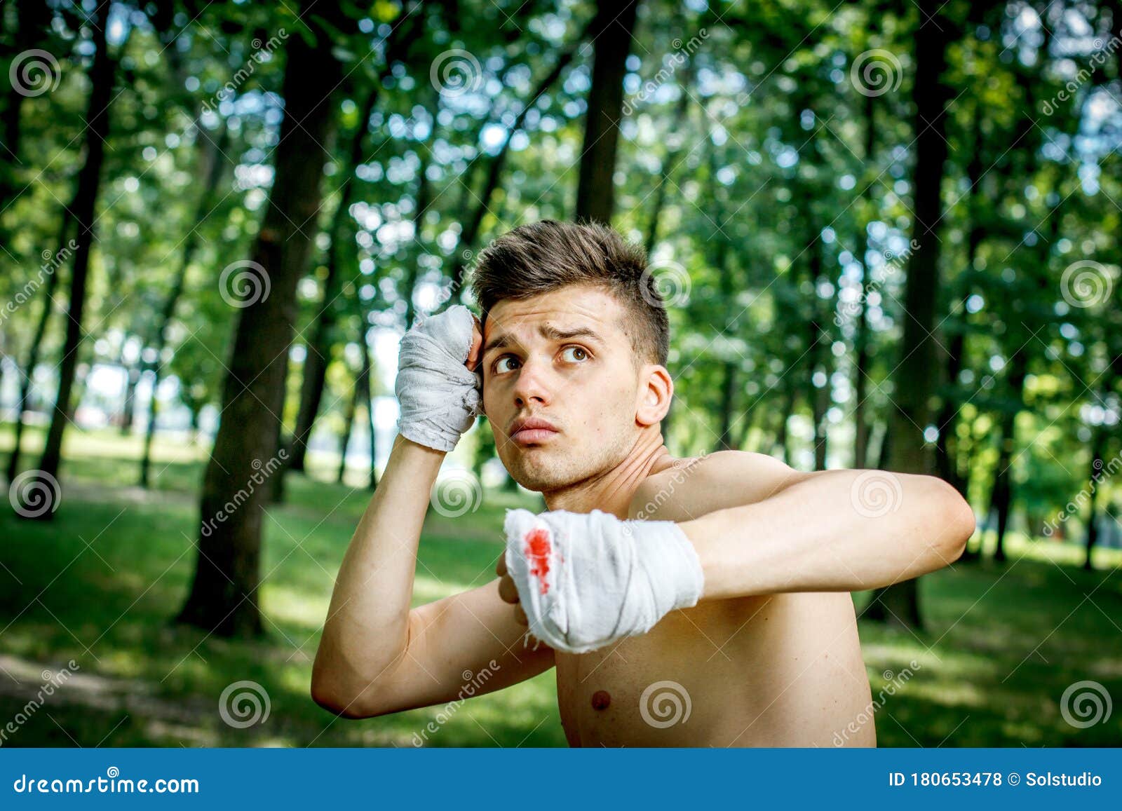 Boxer is training stock photo. Image of aggressive, male - 180653478