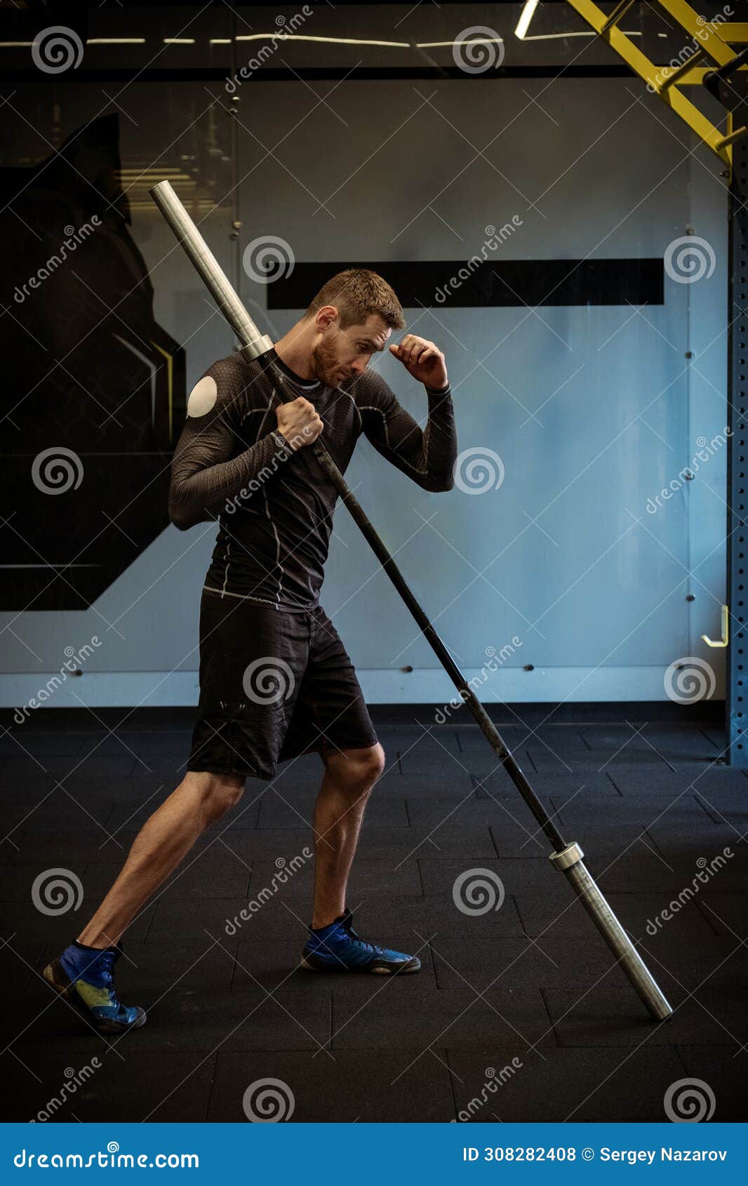 Boxer Training Explosive Power with Barbell in Gym Stock Photo - Image ...