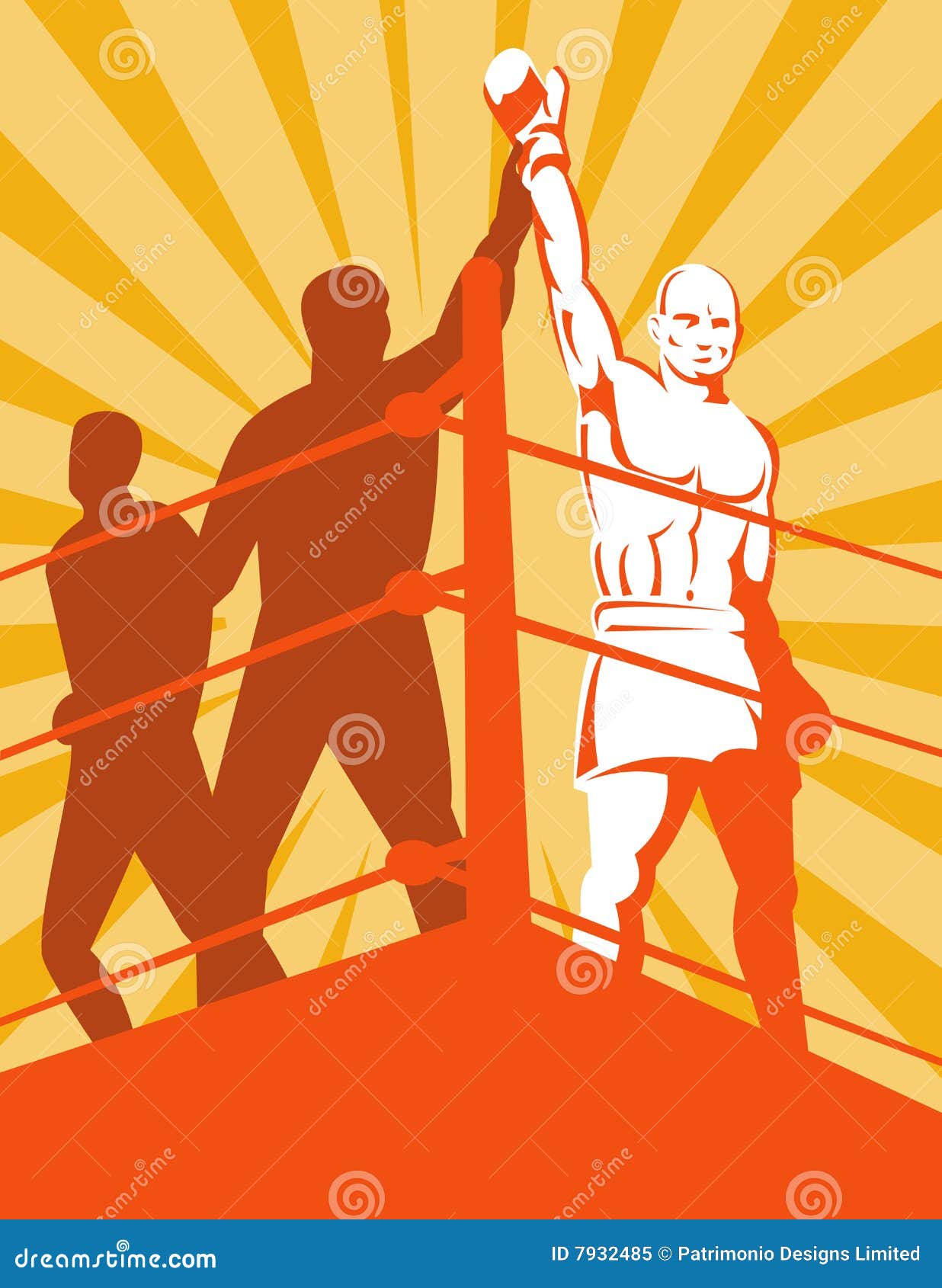 Boxer winning the match stock vector. Illustration of rope - 7932485