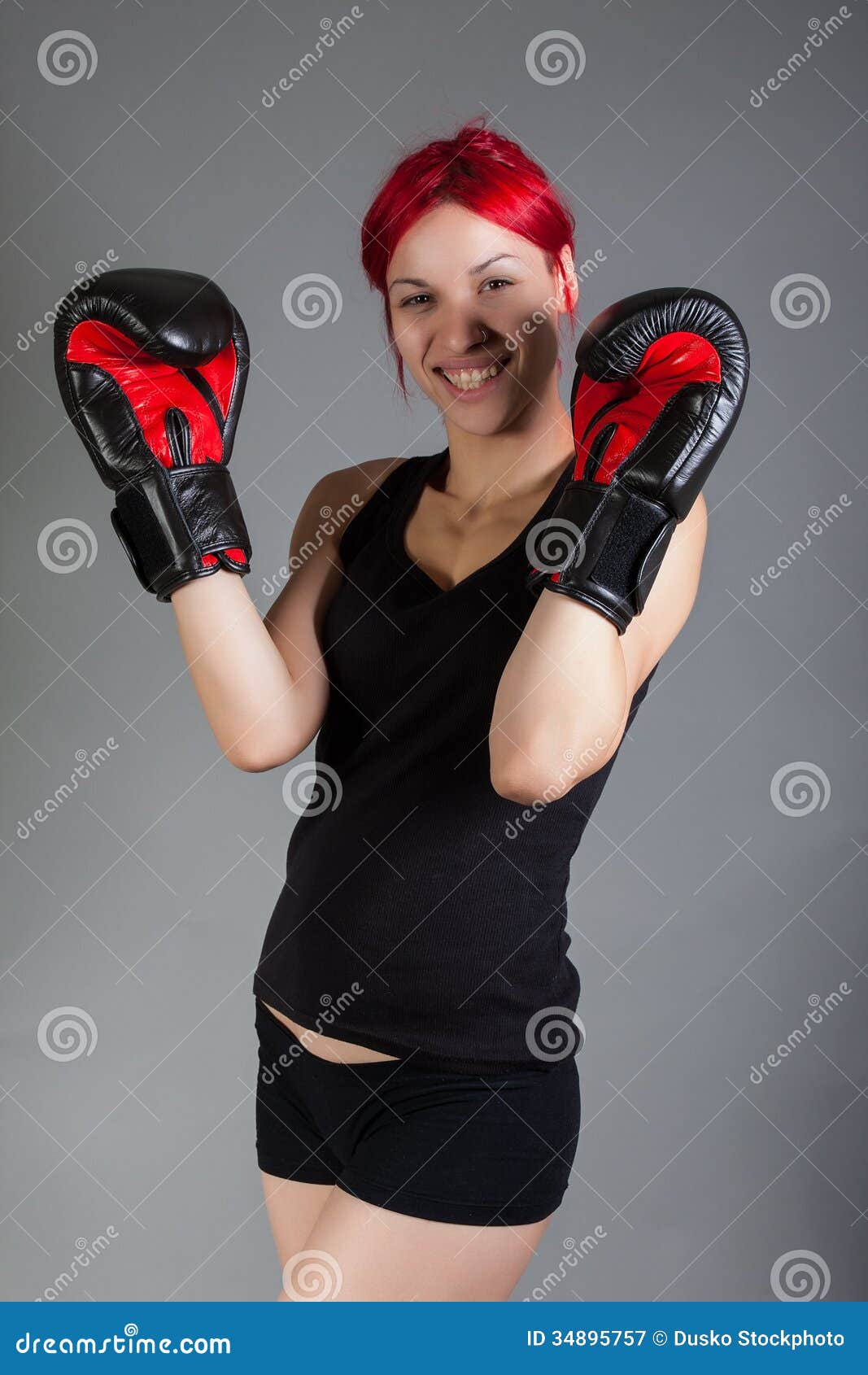 Boxer Woman during Boxing Exercise Stock Image - Image of fight ...