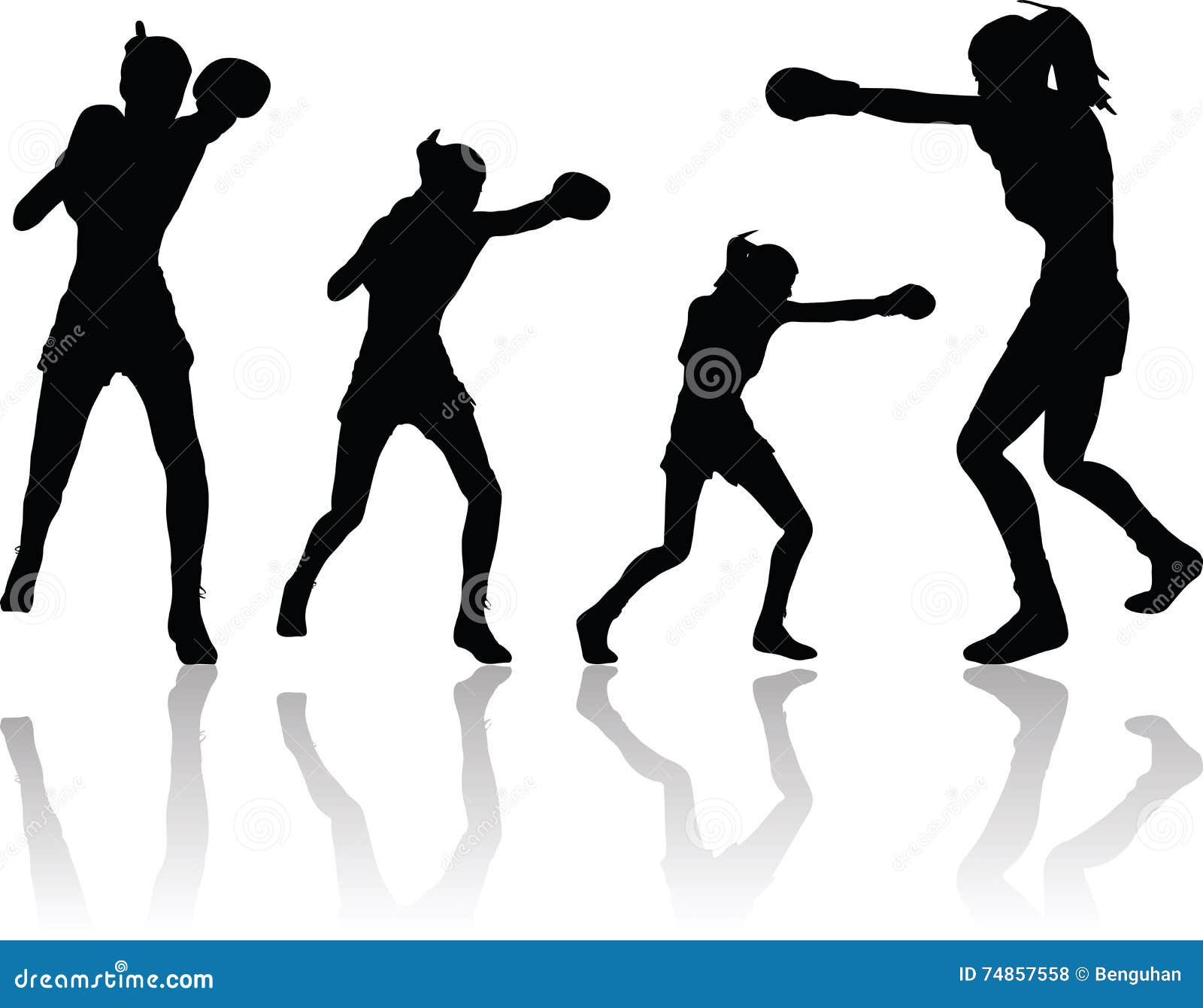 Boxer Woman Vector Silhouette Stock Vector - Illustration of vector ...