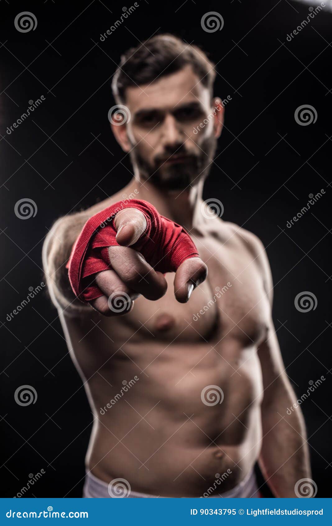 Boxer with wrapping hand stock image. Image of fighter - 90343795