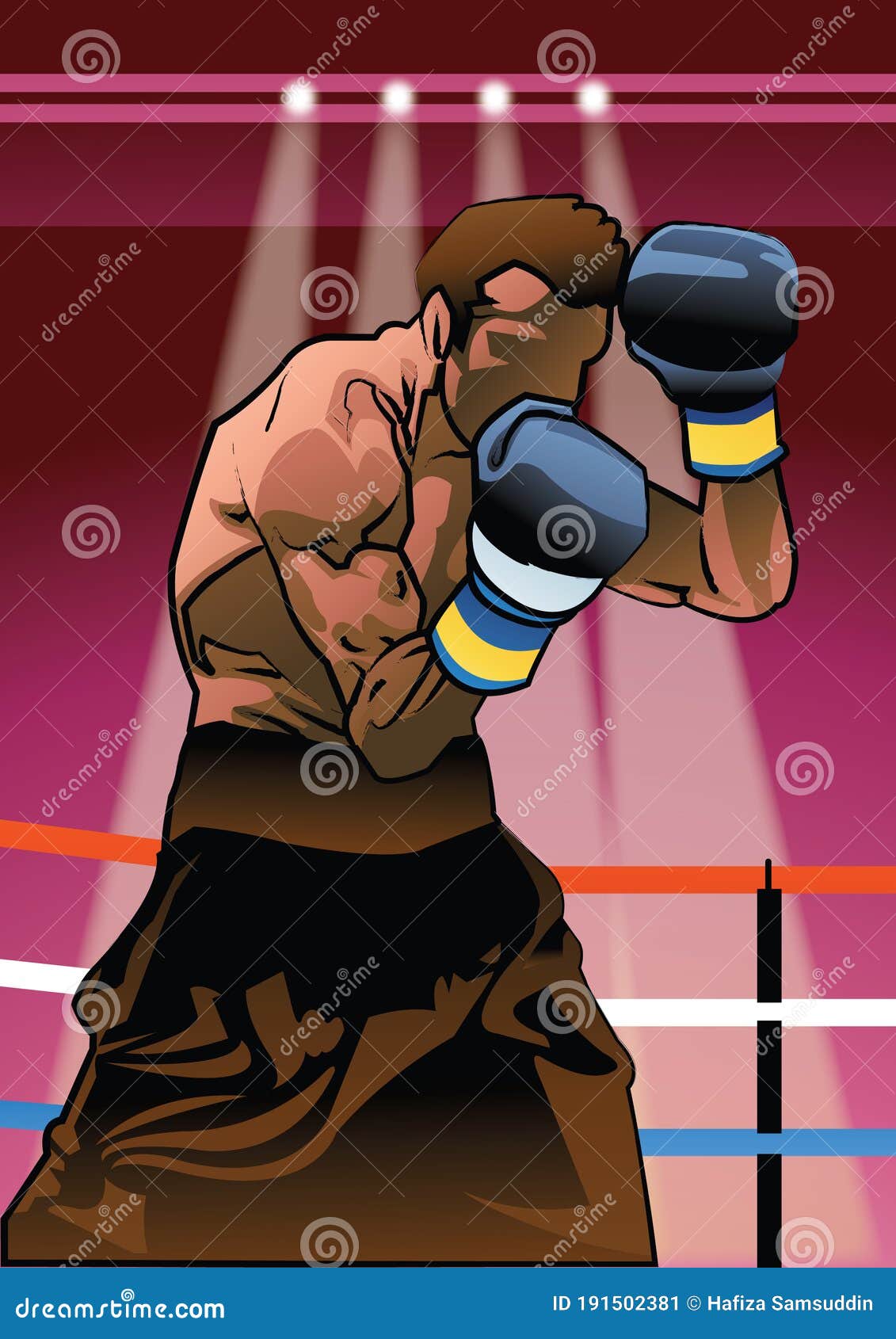 Guys Boxers Stand In A Clinch. Cartoon Characters Boy Vector ...