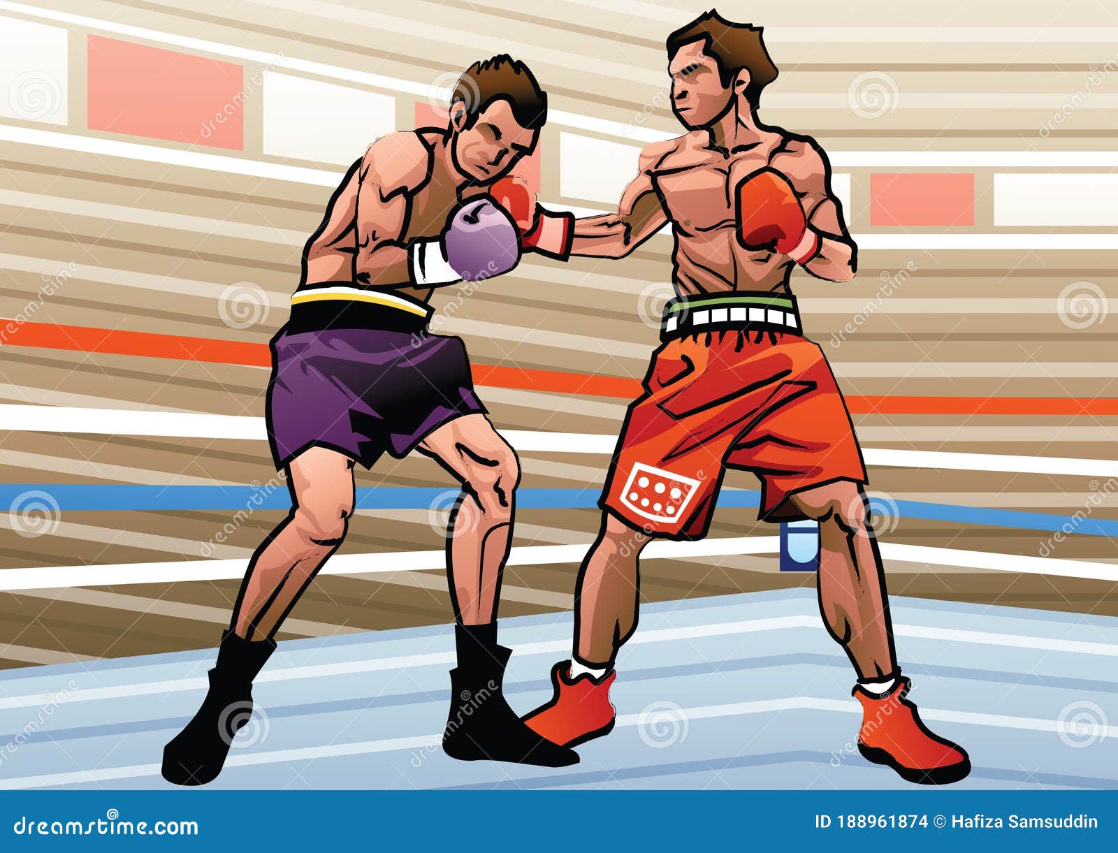 Guys Boxers Stand In A Clinch. Cartoon Characters Boy Vector ...