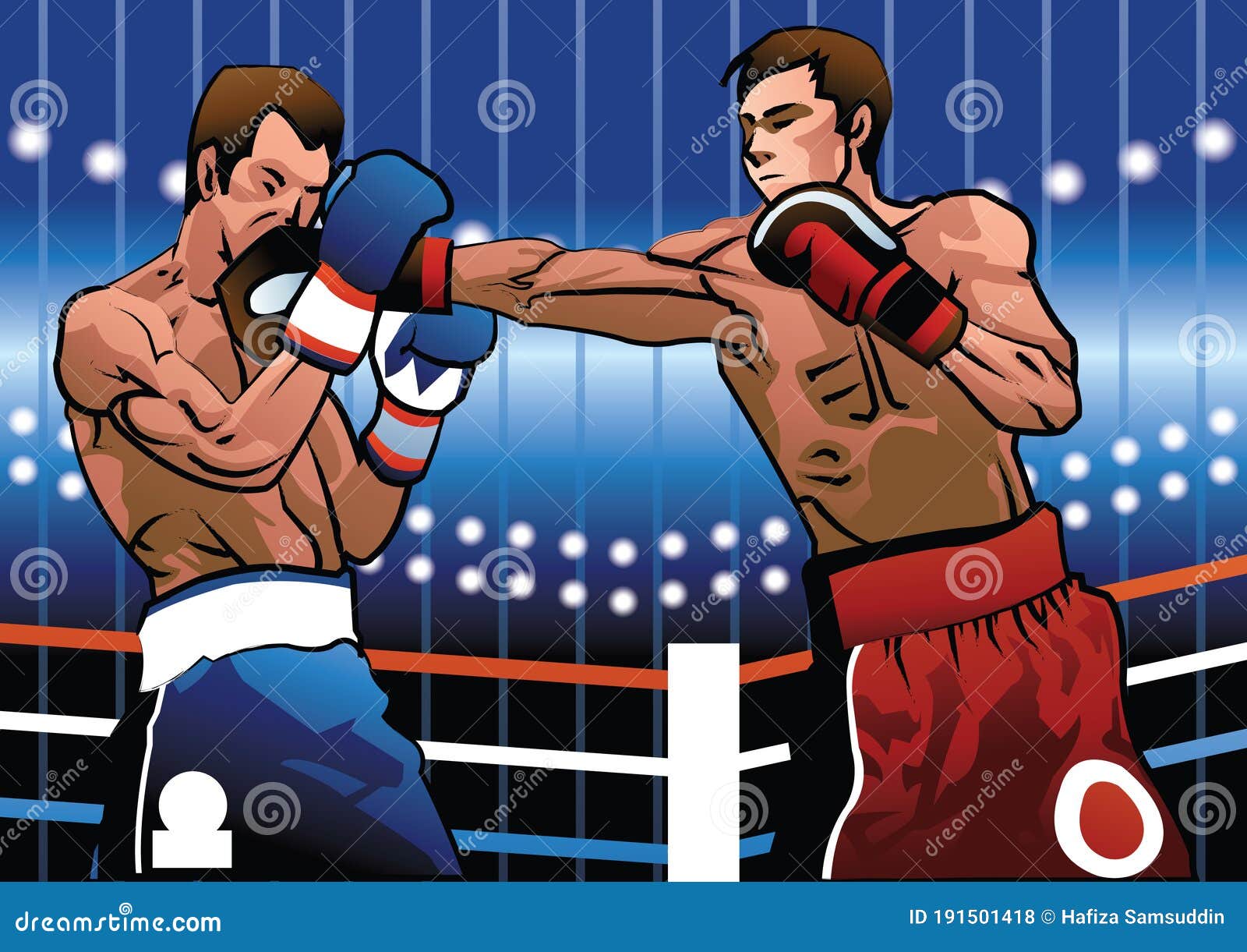 Guys Boxers Stand In A Clinch. Cartoon Characters Boy Vector ...