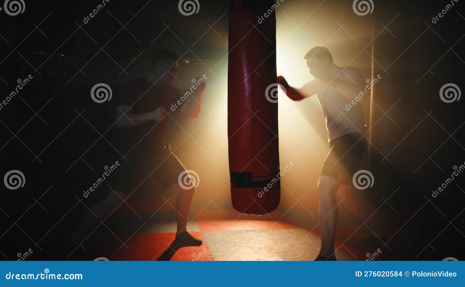 Boxers Fight with Punching Bag Stock Photo - Image of wellness, muscle: 276020584