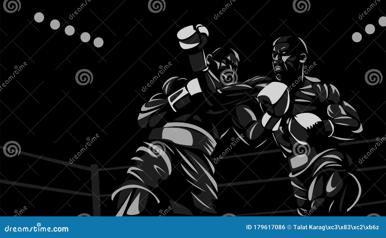 Boxers Fighting in the Ring Stock Vector - Illustration of athletic ...