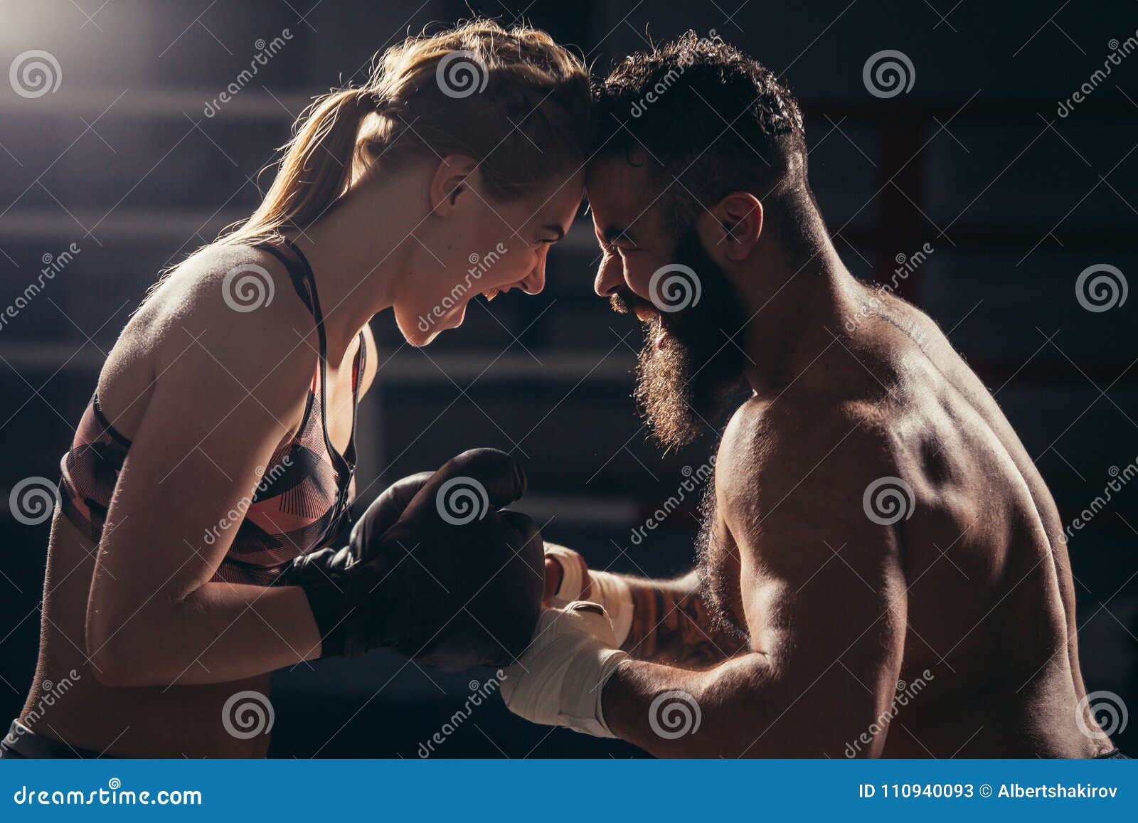 Boxers with Fighting Stance Against Black Background Stock Image ...