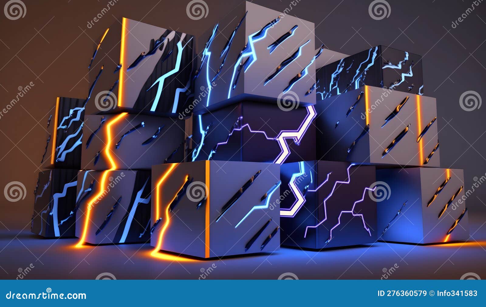 Boxes Art Background Abstract Blue White Neon Colors Cont Created with ...