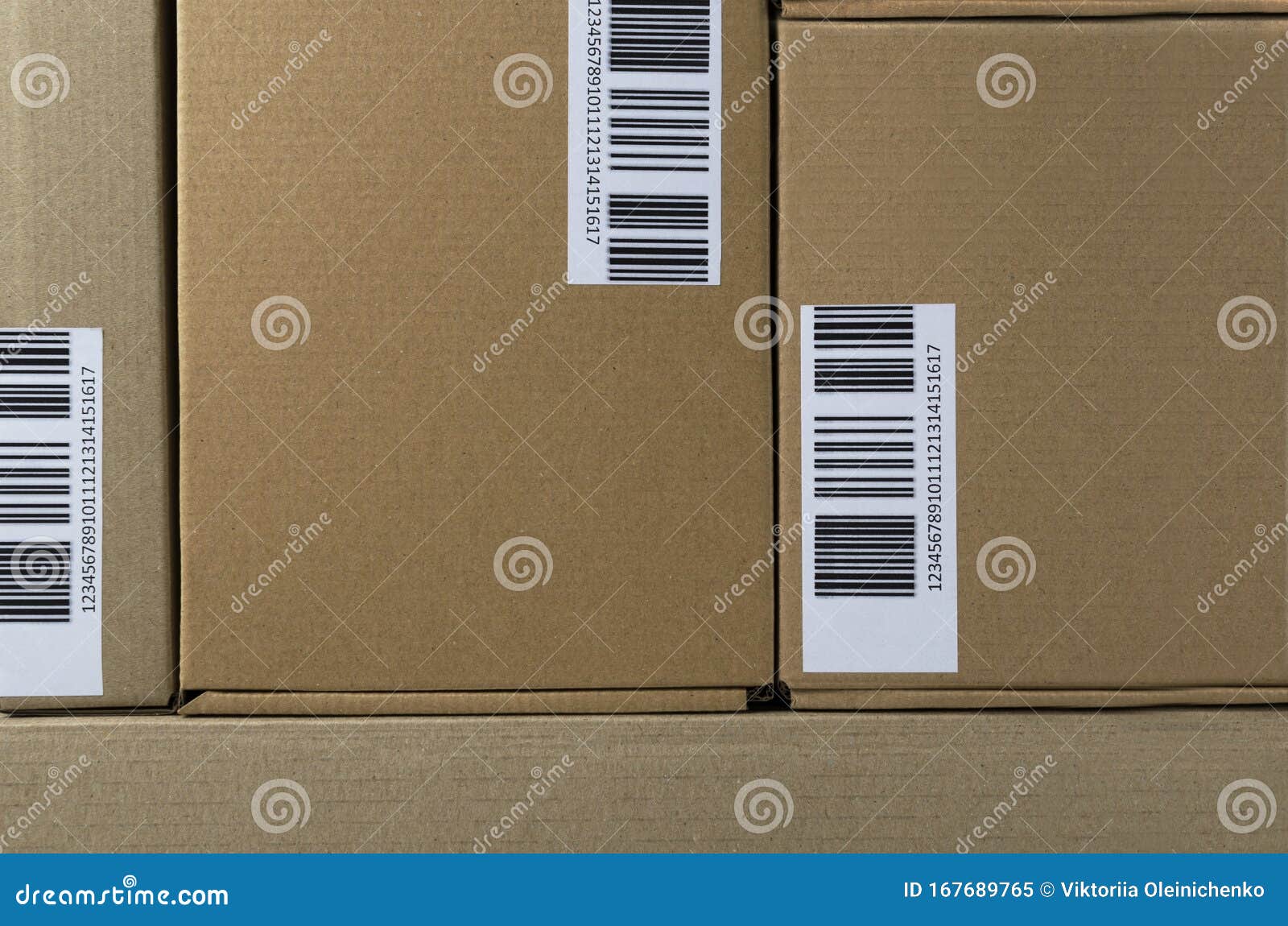 Boxes with Barcodes on it.Closeup of Parcels Ready for Delivery Stock ...