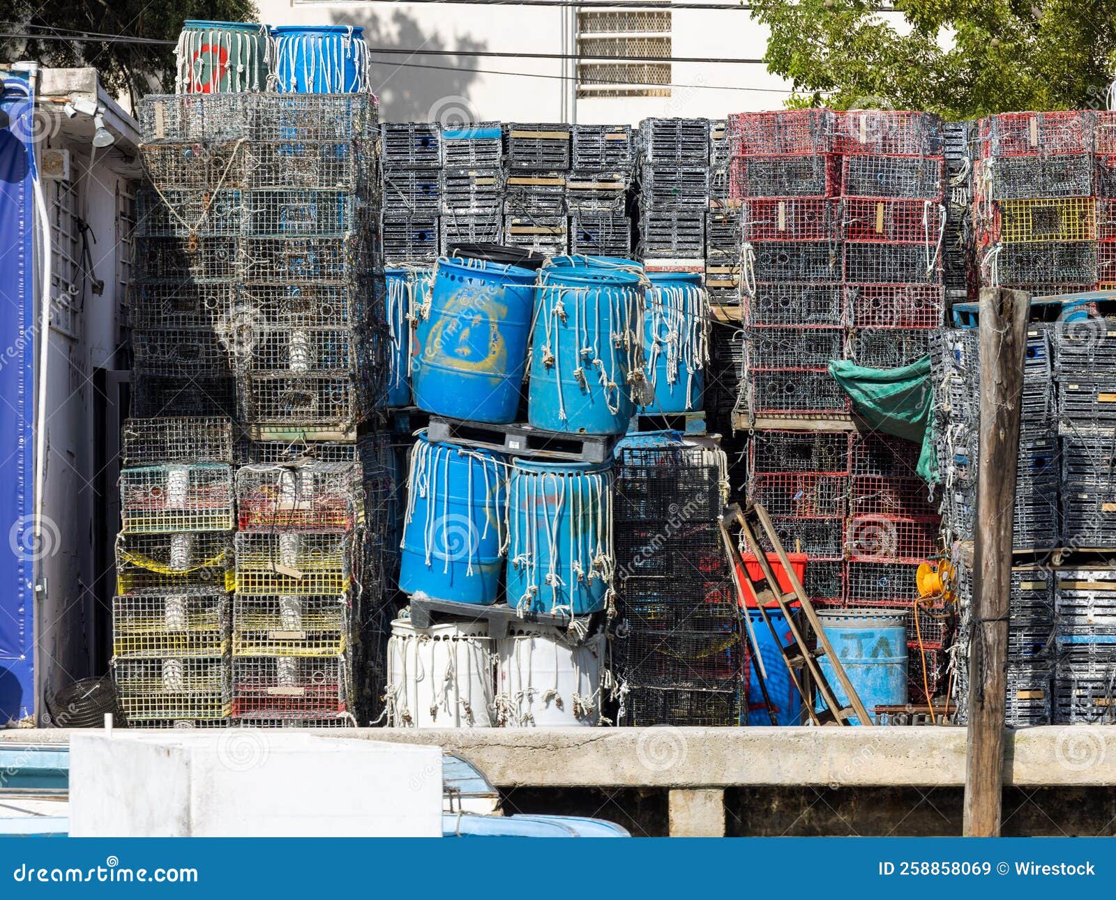 Boxes and Barrels Stacked on the Street Stock Image - Image of outdoors, package: 258858069
