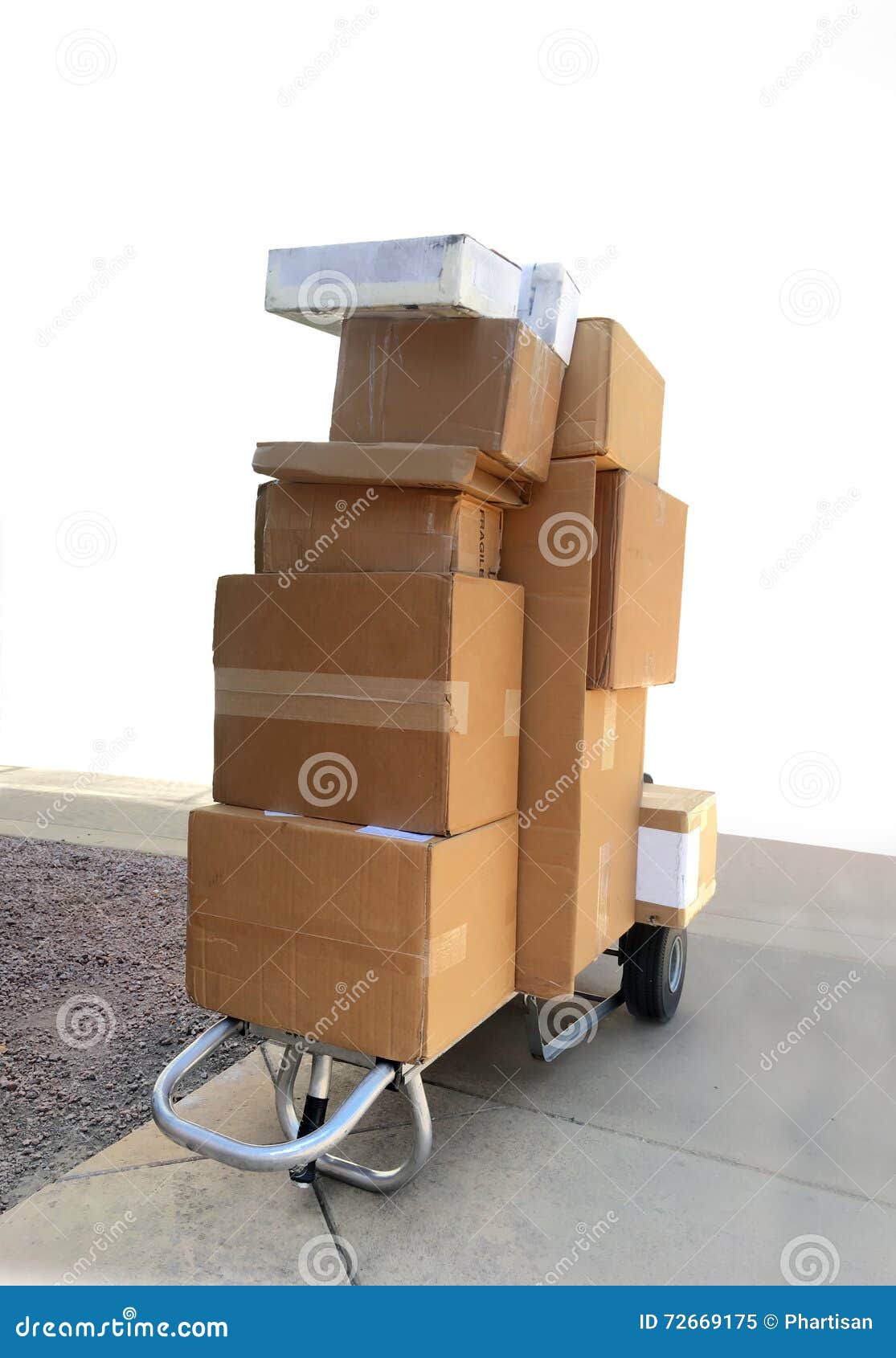 Boxes Being Delivered on Trolley Cart Stock Image - Image of cardboard ...