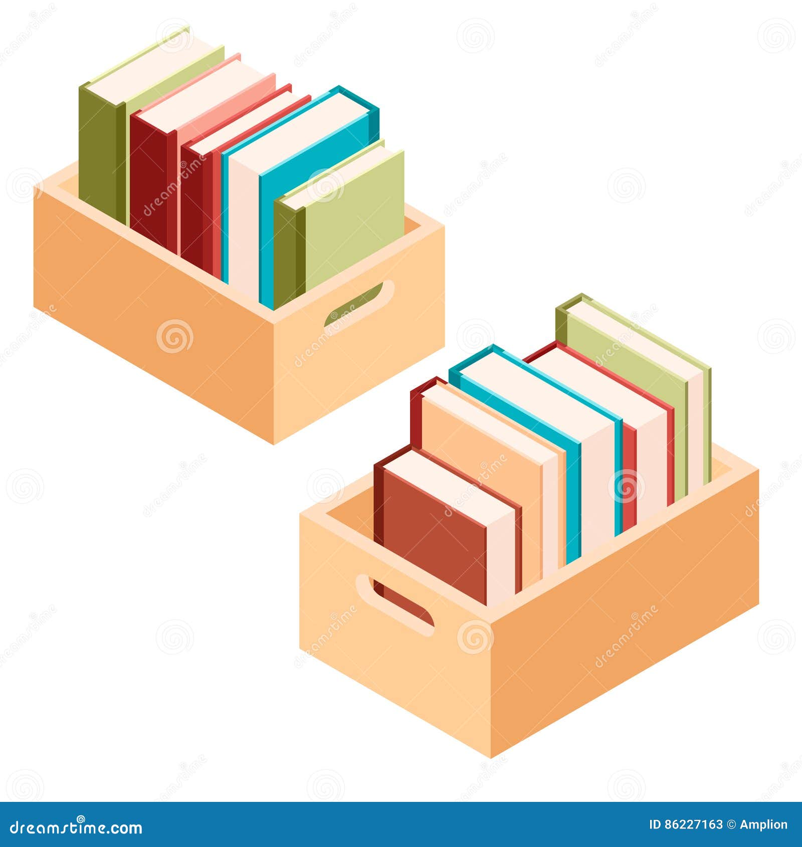 Boxes with books stock vector. Illustration of blue, novel - 86227163