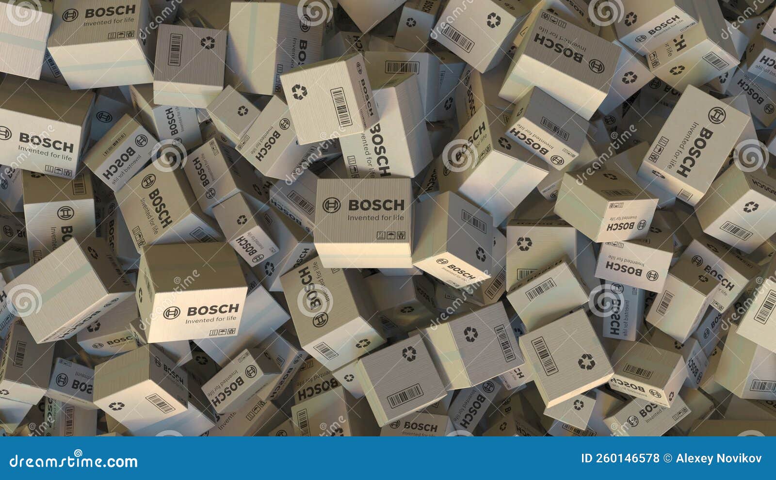 Boxes with BOSCH Logo. Editorial 3D Rendering Editorial Stock Photo ...