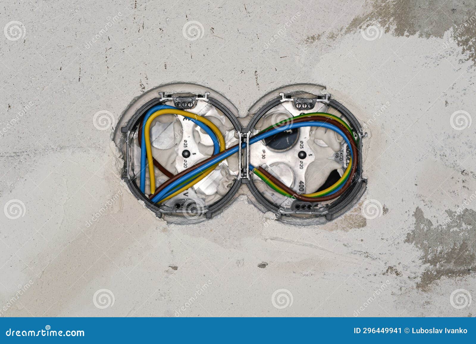 Electric Sockets Installation In Walls At House Construction Site Stock ...