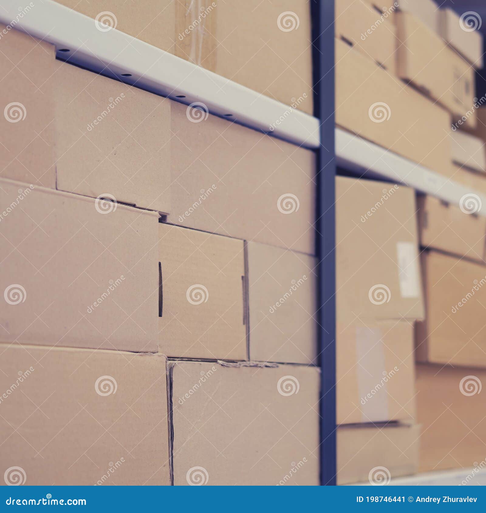 Boxes of Cargo are on the Warehouse Shelves. Warehouse Filled with ...