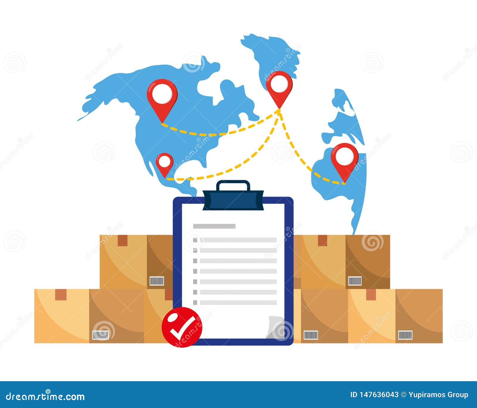 Boxes with checklist stock vector. Illustration of shape - 147636043