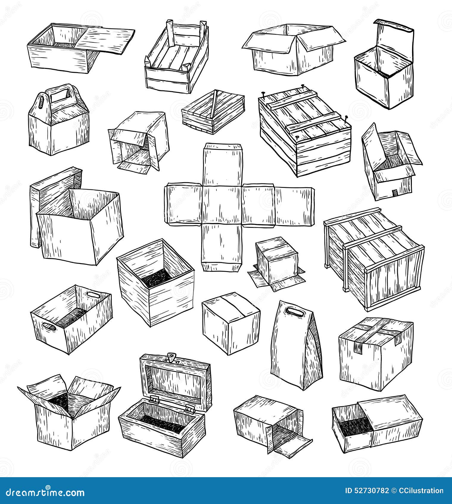 Boxes Collection, Doodles Set. Vector Illustration Stock Vector ...