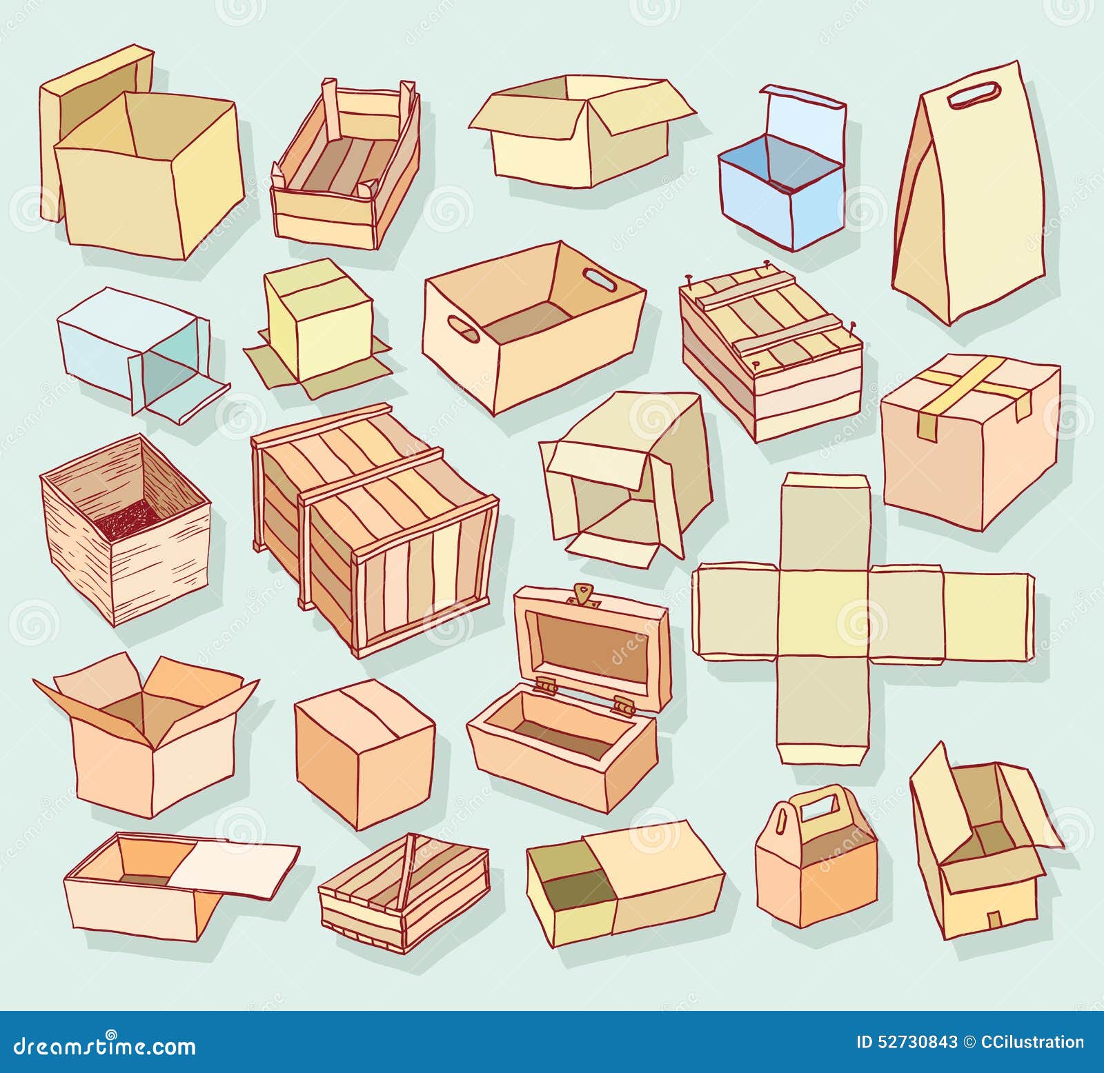 Boxes Collection, Doodles Set. Vector Illustration Stock Vector ...