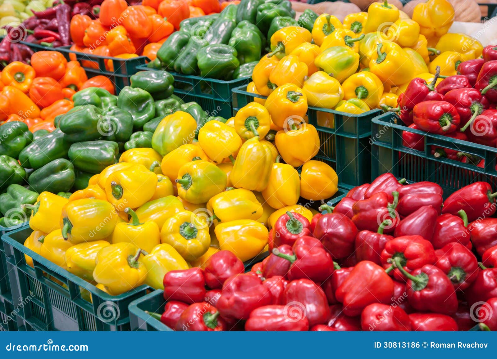 Boxes with Colorful Peppers. Stock Photo - Image of full, harvest: 30813186