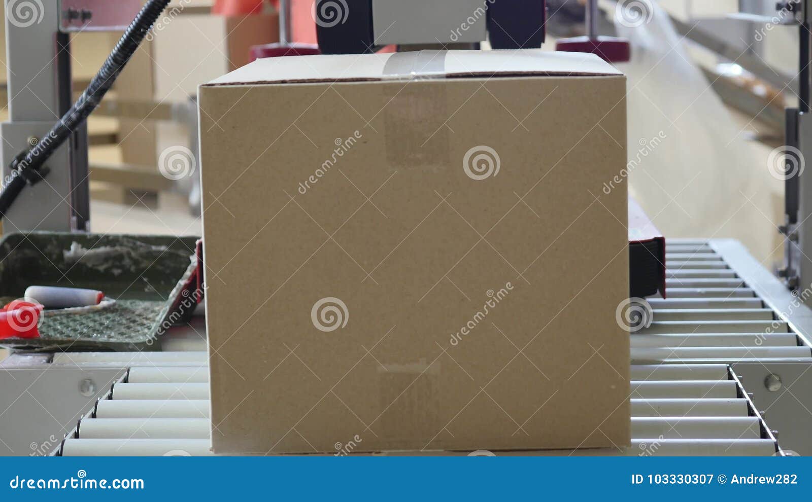 Boxes on Conveyor at the Factory Stock Image - Image of package ...