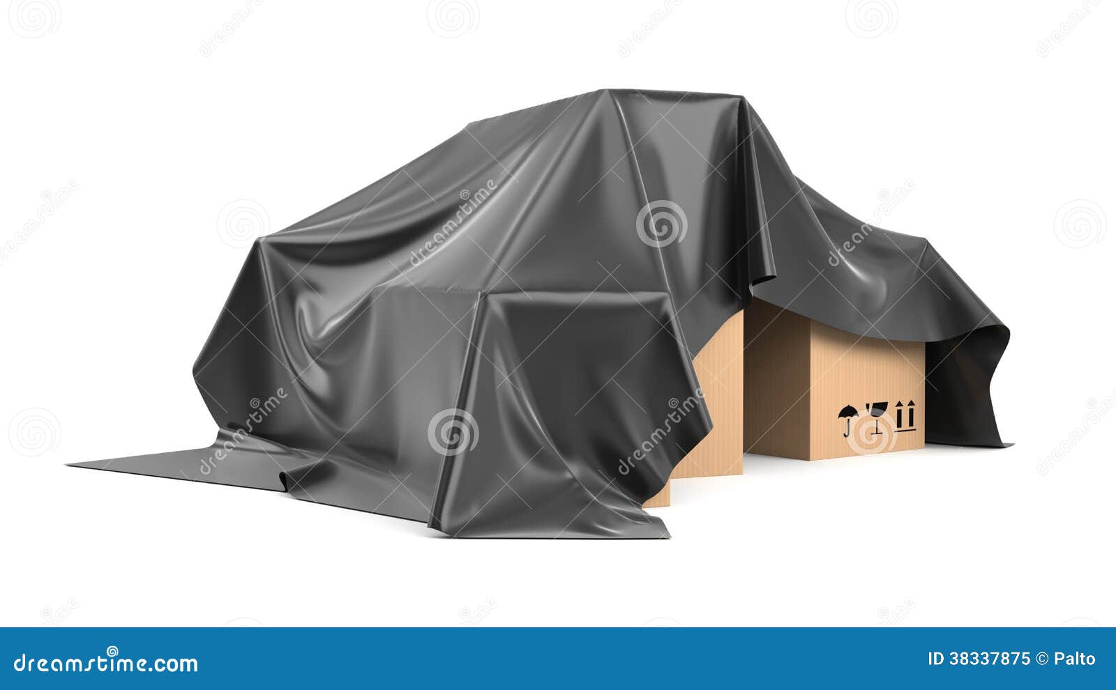 Boxes Covered from Above a Black Silk Cloth Stock Illustration ...