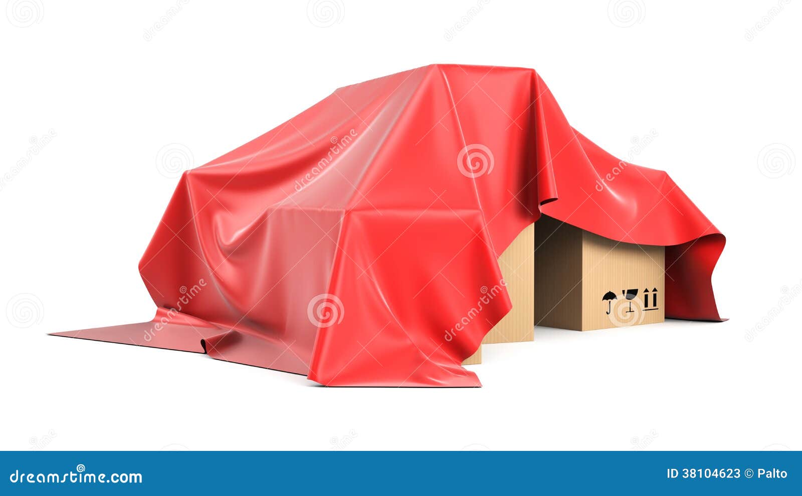 Boxes Covered from Above a Red Silk Cloth Stock Illustration ...