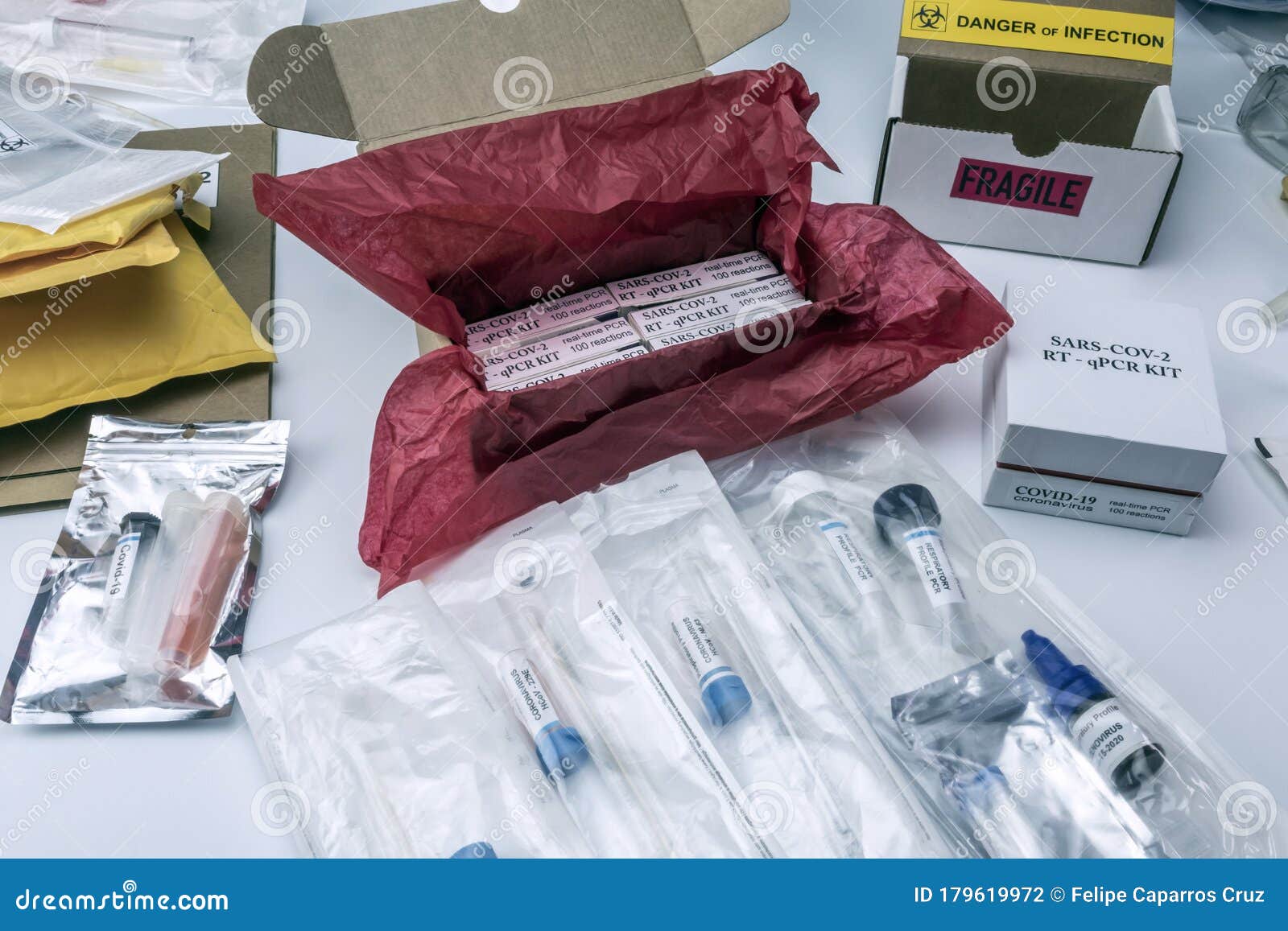 Boxes with Covid-19 PCR Kit in Hospital Warehouse Editorial Photography ...