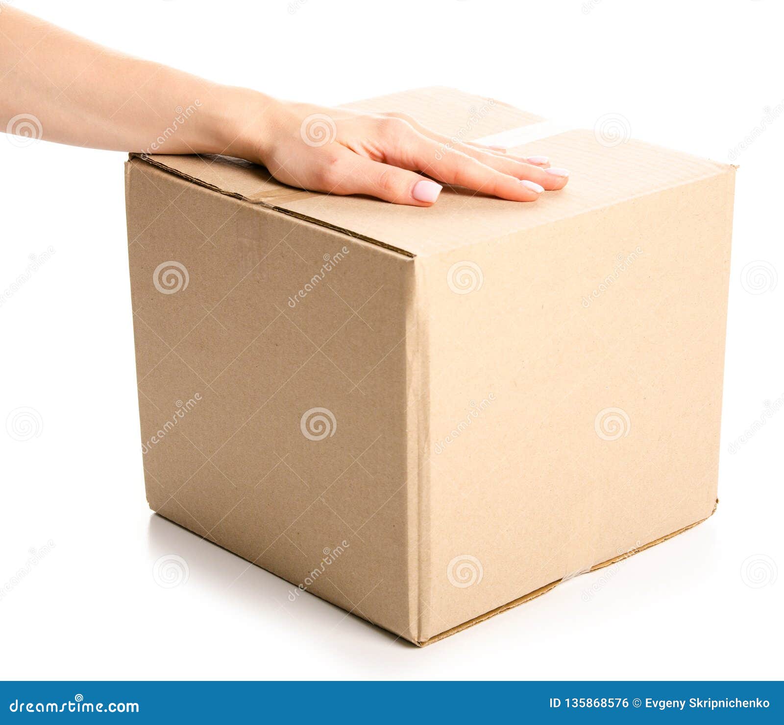 Boxes delivery in hand stock photo. Image of caucasian - 135868576