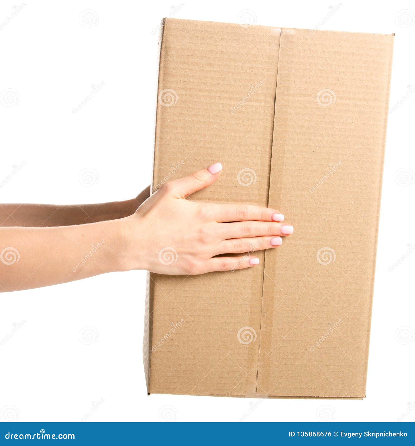 Boxes delivery in hand stock photo. Image of cardboard - 135868676