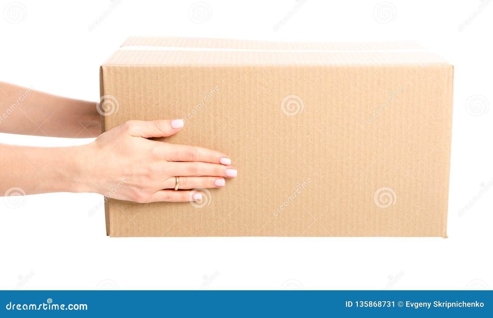 Boxes delivery in hand stock image. Image of person - 135868731