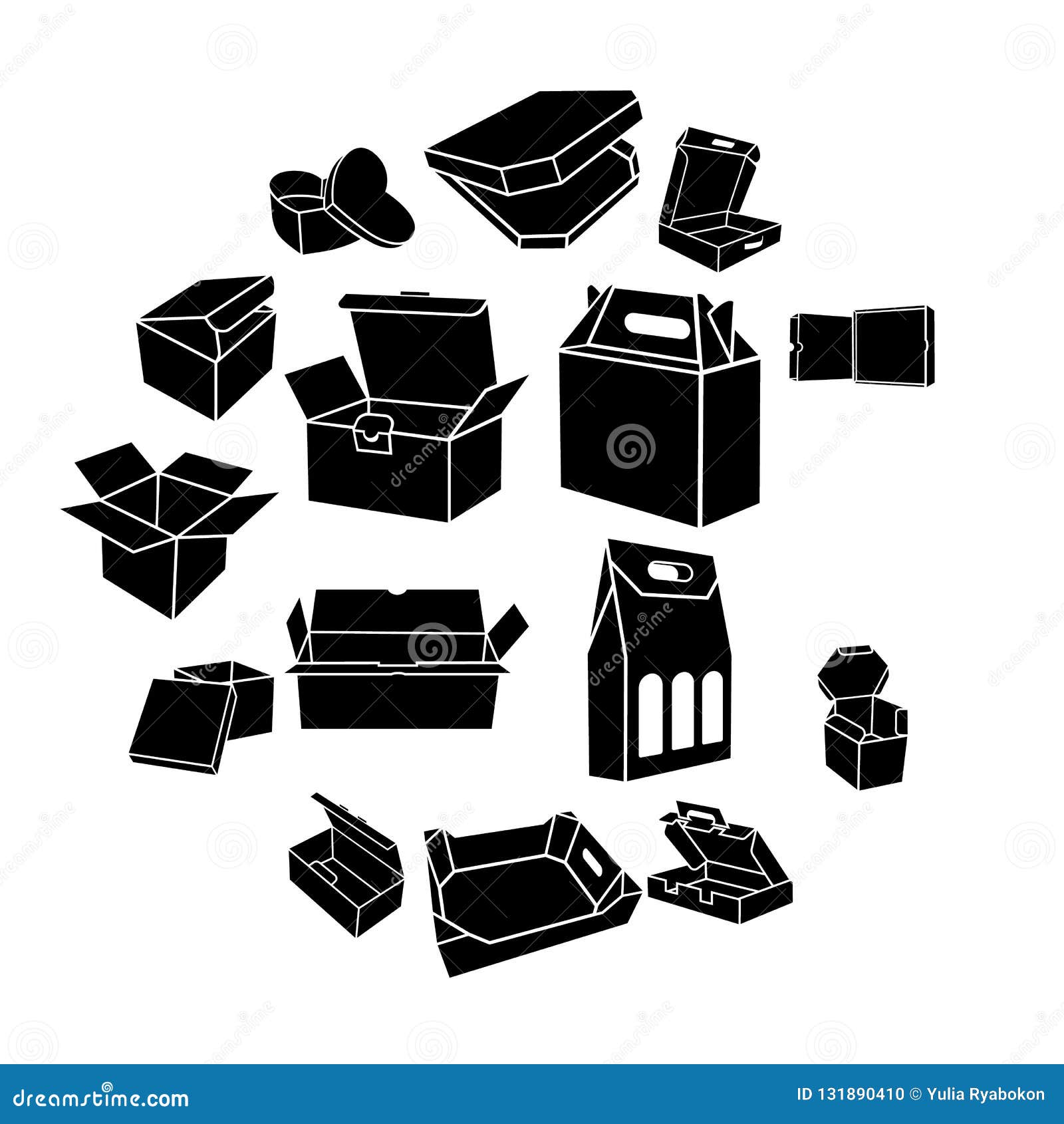 Boxes of Different Shapes Icons Set, Simple Style Stock Vector ...