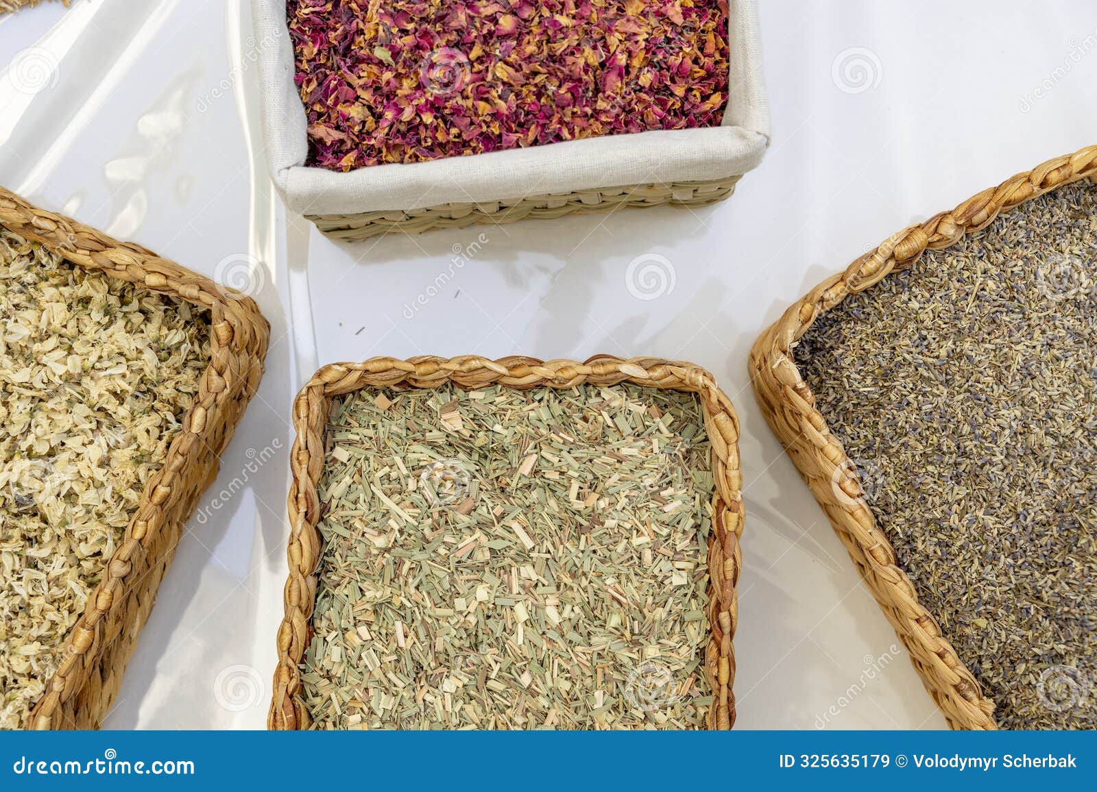 Boxes With Different Types Of Tea Leaves Herbal And Floral On White ...
