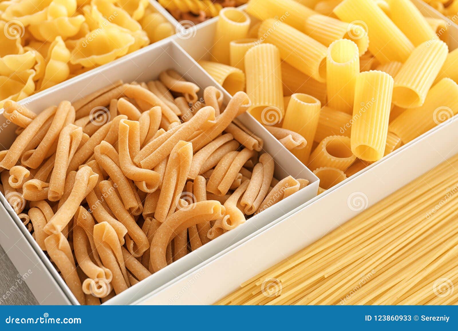 Boxes with Different Uncooked Pasta, Closeup Stock Image - Image of ...