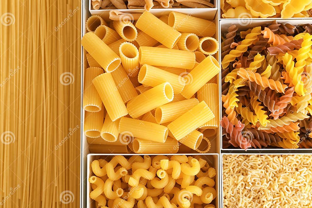 Boxes with Different Uncooked Pasta, Closeup Stock Photo - Image of ...