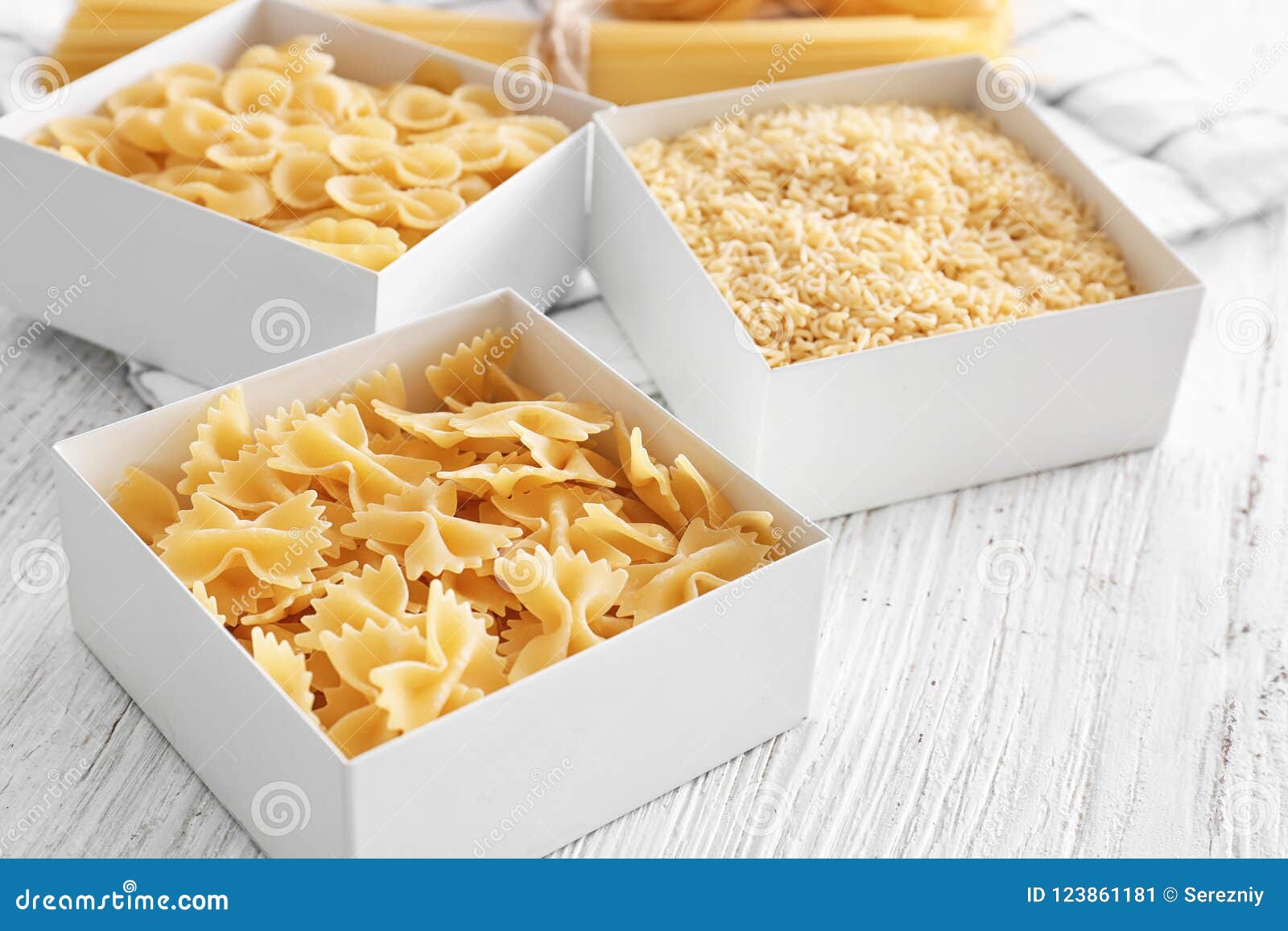 Boxes with Different Uncooked Pasta on Table Stock Image - Image of ...