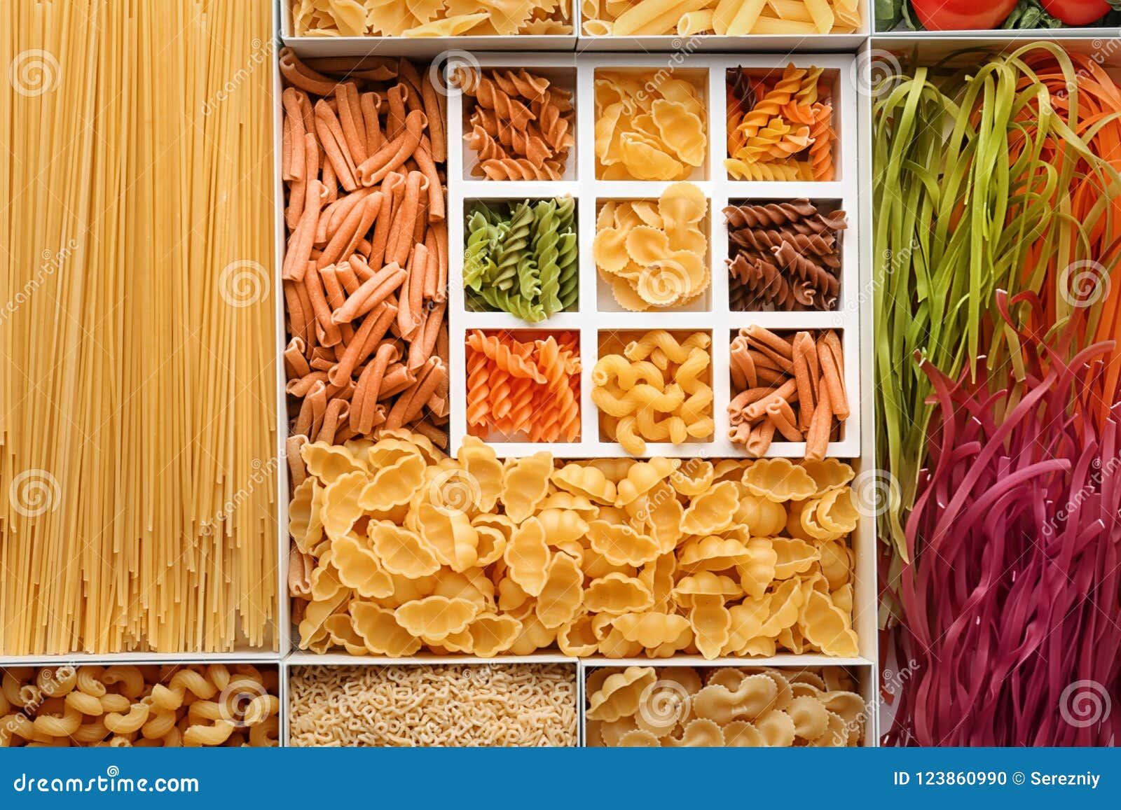Boxes with Different Uncooked Pasta, Top View Stock Photo - Image of ...