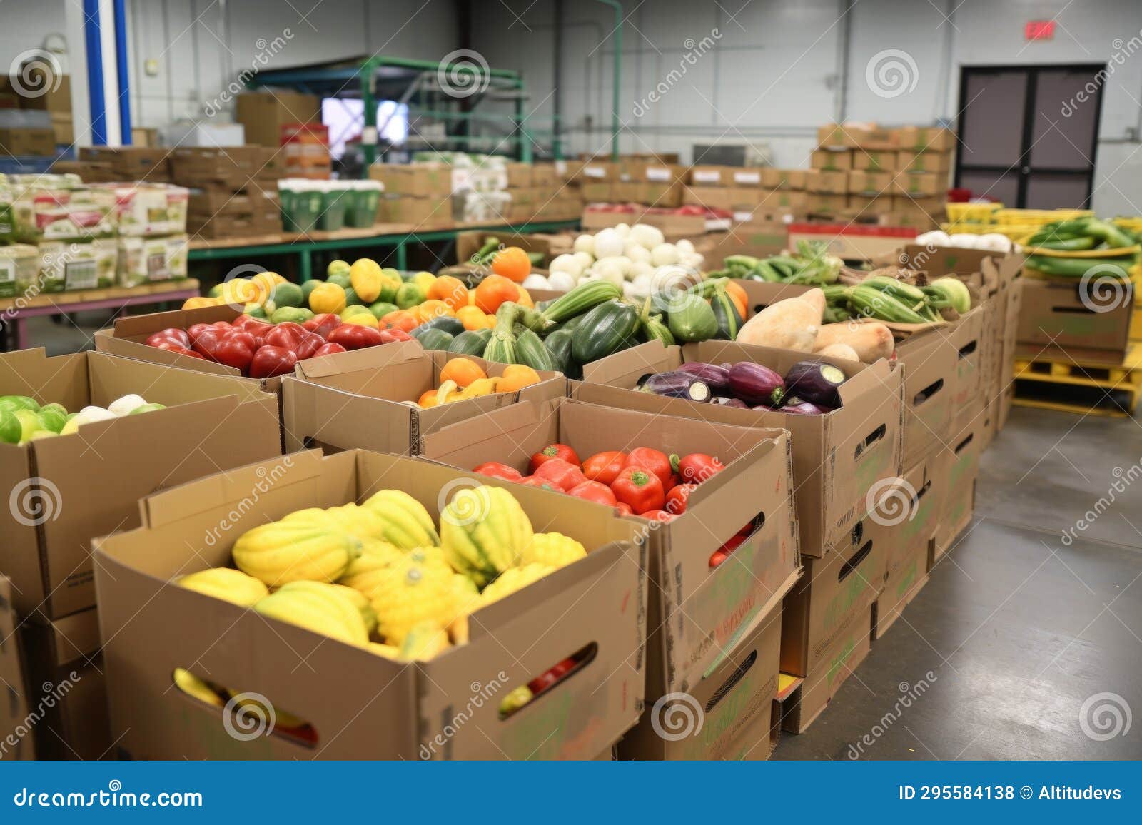 Boxes of Donated Fresh Fruits and Vegetables Stock Illustration ...