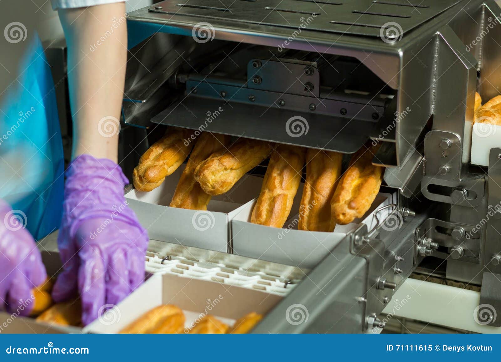 Boxes of Eclairs on Conveyor. Stock Image - Image of hand, organic ...
