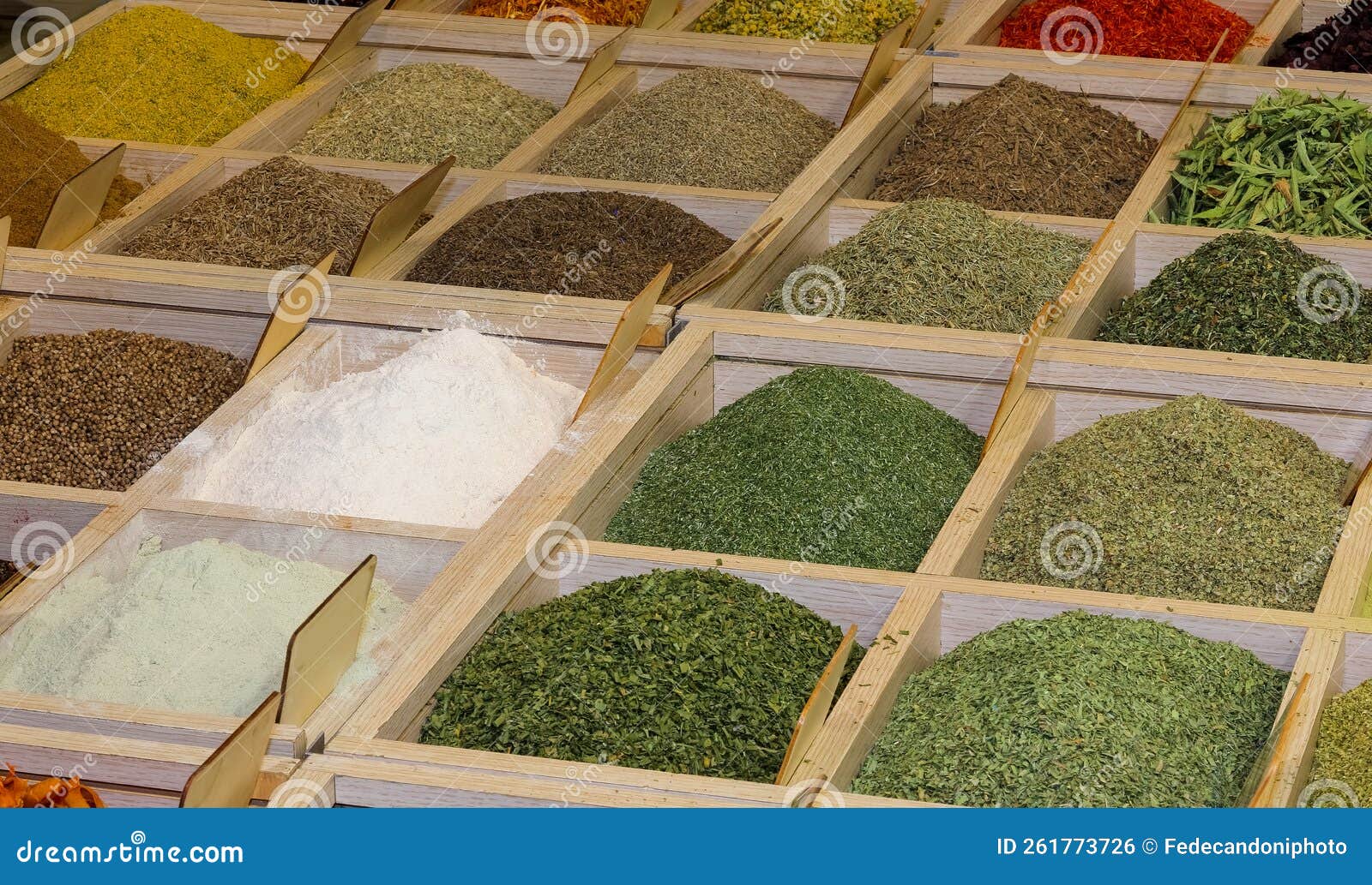 Boxes with the Exotic Spicy Spices from All Over the World Stock Photo ...