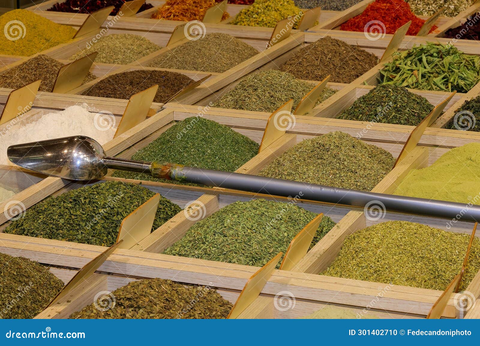 Boxes with Exotic Spicy Spices from All Over the World Stock Photo ...