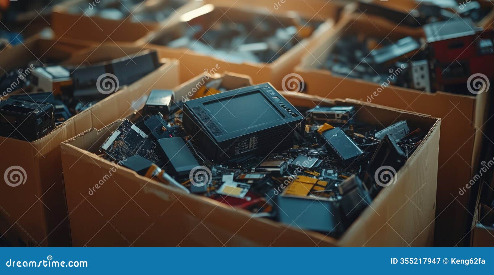 Boxes Filled with Assorted Computer Parts and Electronic Components ...