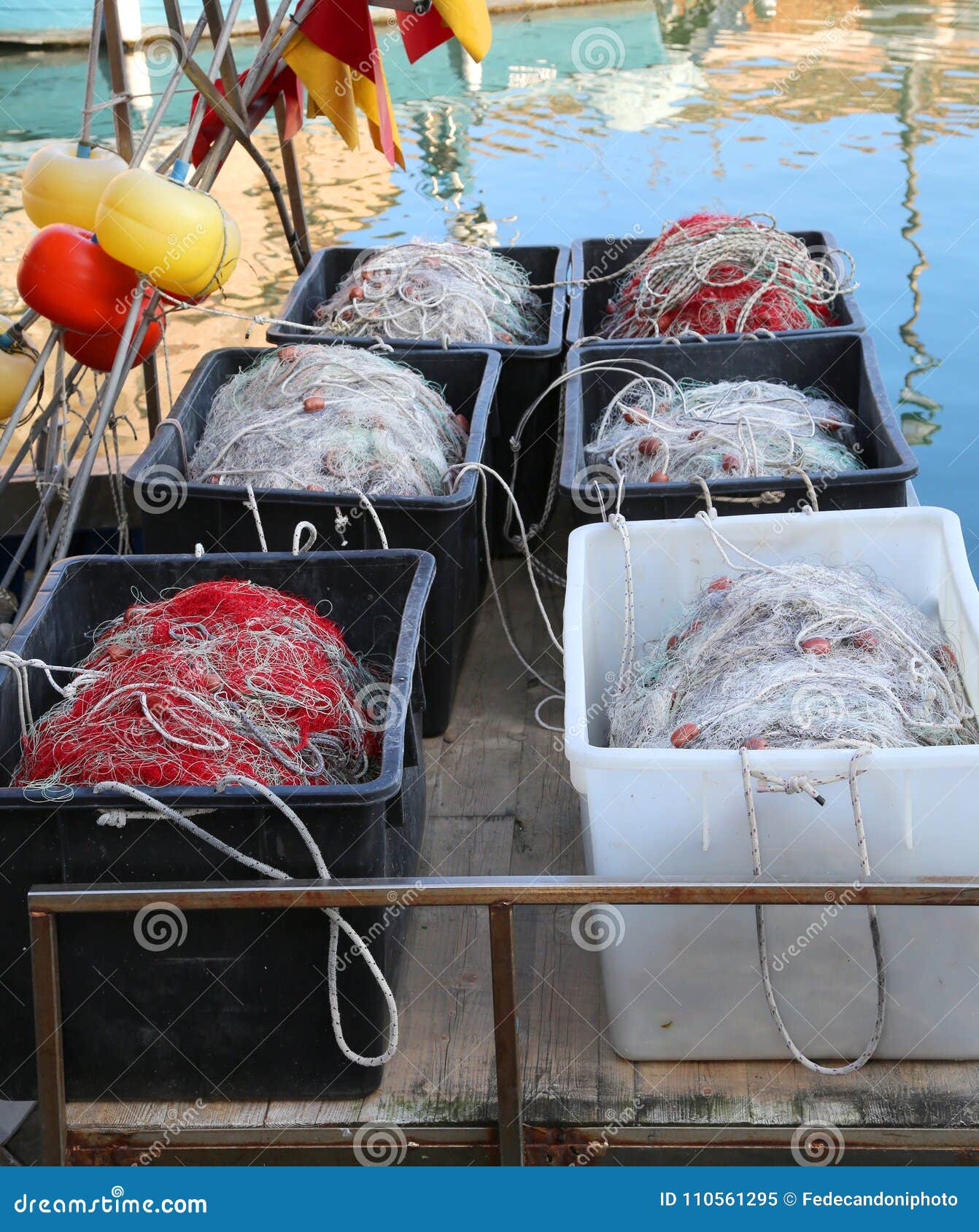 Boxes with Fishing Nets on the Industrial Ship Stock Image - Image of ...