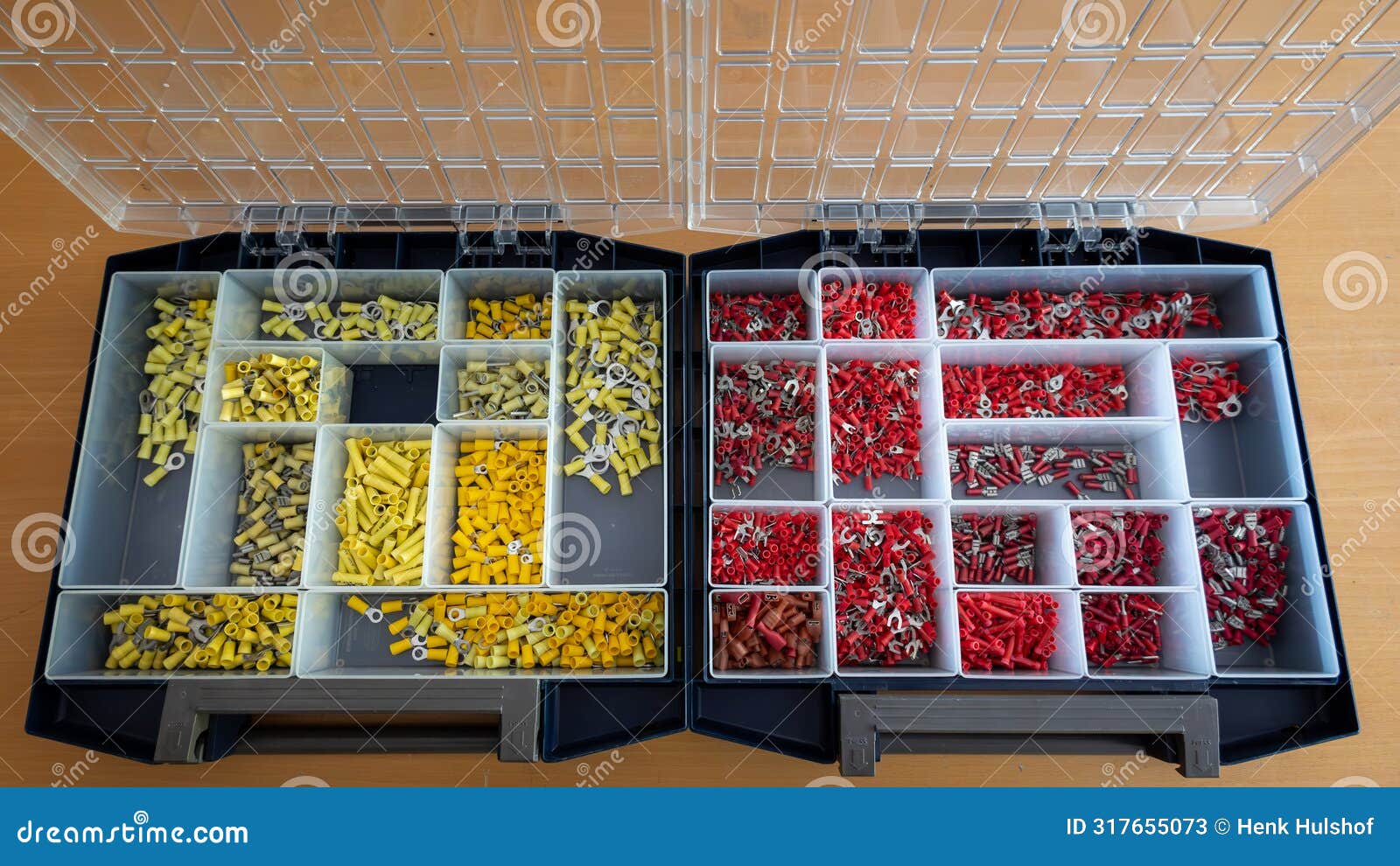 Boxes Full Of Cable Connectors And Cable Lugs In Different Colors Stock ...