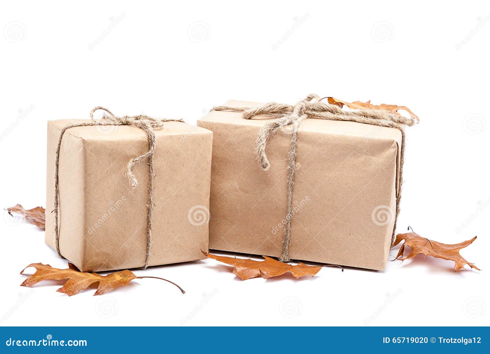 Boxes with Gifts and Autumn Leaves. Stock Photo - Image of invitation ...