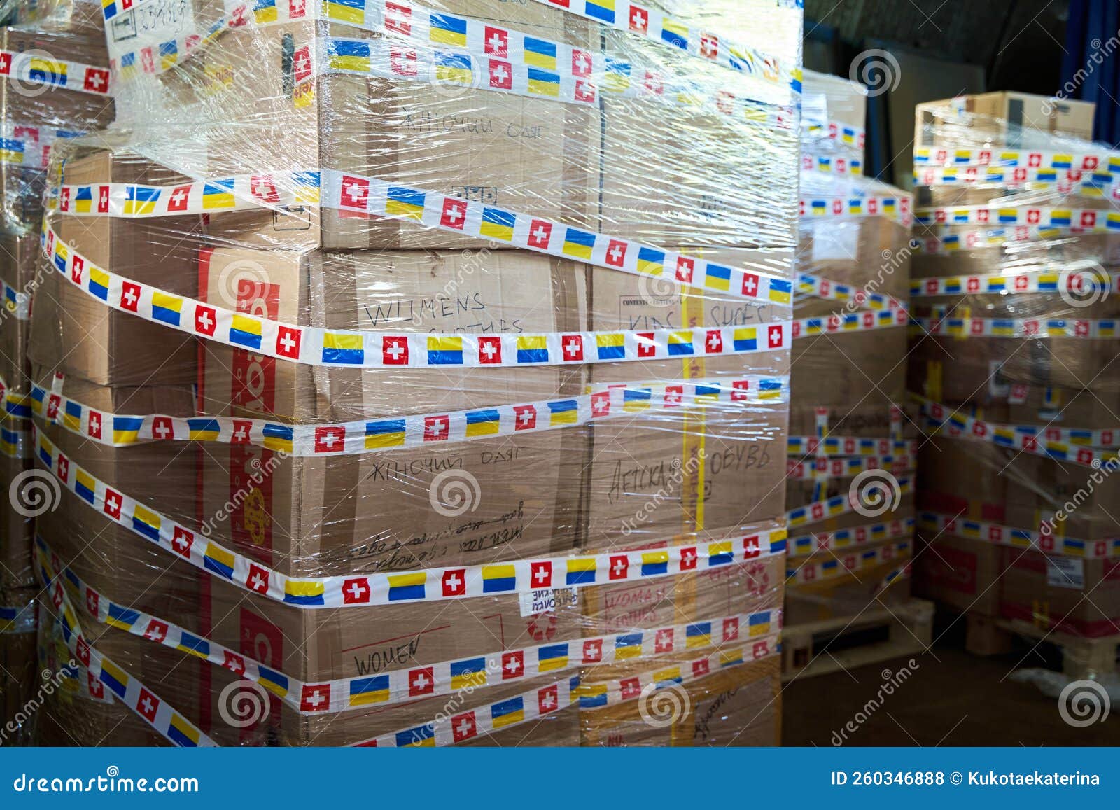 Boxes with Humanitarian Aid for Ukraine in Volunteer Centre Warehouse ...