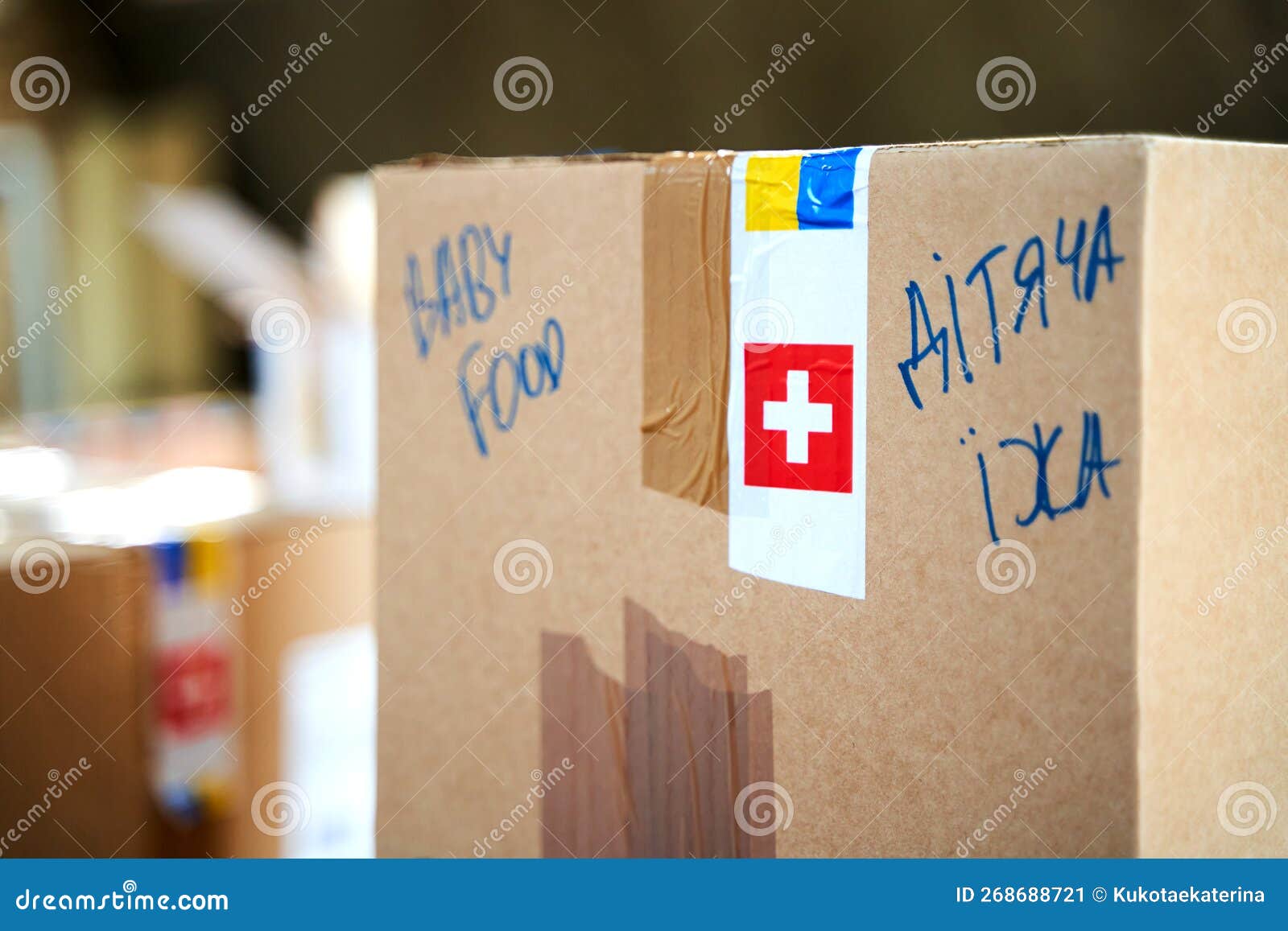 Boxes with Humanitarian Aid for Ukraine in Volunteer Centre Warehouse ...