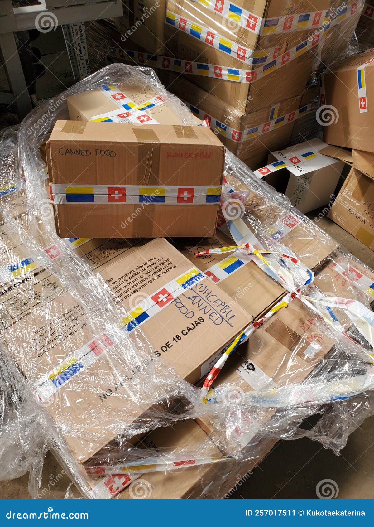 Boxes with Humanitarian Aid for Ukraine in Volunteer Centre Warehouse ...